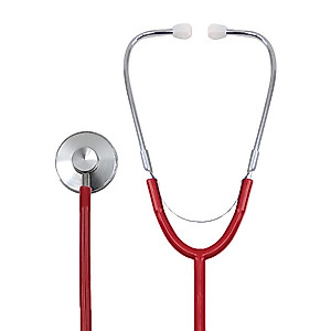 Dixie EMS Single Head Lightweight Stethoscope, Latex Free, for Doctors, Nurses, Students, Medical and Home Use - Red