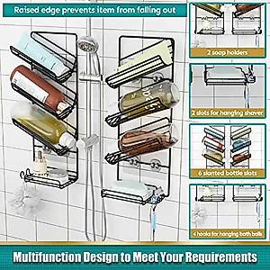 FANGSUN Shower Shampoo Bottle Holder, 2 Pack Slanted Shower Caddy Bathroom Organizer for Wall, Adhesive Shower Shelves for Inside Shower, No Drilling and Rustproof, Bathroom Shower Storage Rack, Black