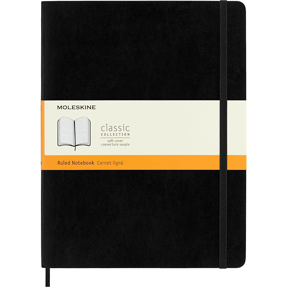 Moleskine Classic Notebook, Soft Cover, XL (7.5" x 9.5") Ruled/Lined, Black, 192 Pages