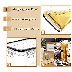 Skroam 32 PCS Airtight Food Storage Containers with Lids, Kitchen and Pantry Organizers and Storage, BPA Free, Plastic Food Storage Canisters for Flour, Sugar, and Cereal, Labels & Marker