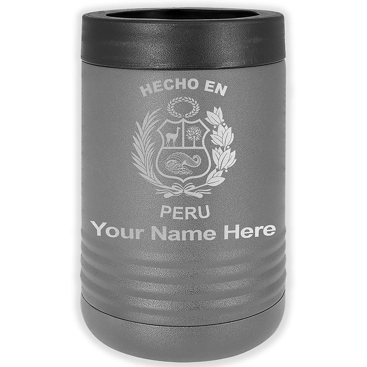 LaserGram Double Wall Insulated Beverage Can Holder, Hecho En Peru, Personalized Engraving Included (Standard Can, Gray)