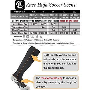 APTESOL Youth Soccer Socks Knee High Team Sport Cushion Sock Women Men Long Tube Cotton Athletic Compression Socks (3-Pair Yellow,X-Small)