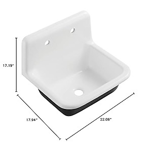 Kingston Brass GCLWS22187 Petra Galley 22" x 18" Cast Iron Wall Mount Utility Sink, White