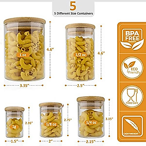Sun and Moon 60ML Glass Food Storage Container and Decorative Engraved Air Tight Bamboo Lids Multi-Use Jar Herbs, Coffee, Tea, Sugar, Candy Apothecary Accessories for The Bedroom Kitchen Pantry