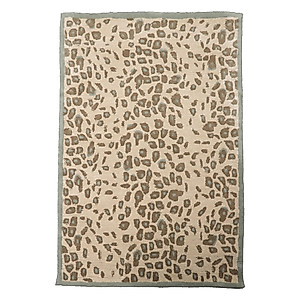 LoomBloom 4'x6' Modern Leopard Print Tan Wool and Bamboo Silk Oriental Rug Multi Sizes Hand Tufted for Living Room, Bedroom, Dining Room, Kitchen, Hallway Carpet