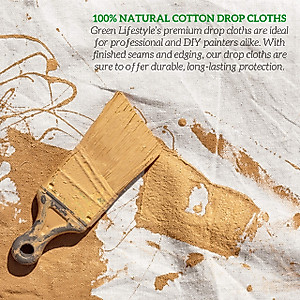 GREEN LIFESTYLE 4 X 12 Canvas Drop Cloth Tarp Canvas Fabric Drop Cloth Curtains Drop Cloths for Painting Painters Drop Cloth Paint Drop Cloth Paint Tarp Painting Supplies Canvas Sheet (2 Pack)