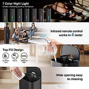 Honovos Smart Humidifiers Large Room Bedroom Home, 2.11Gal(8L) Quiet Top Fill Cool Mist Humidifier, Smart App & Remote Control, 3 Speed Humidifier with 360° Nozzle, Humidity Setting for Baby Office