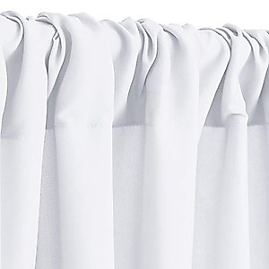 Hiasan White Backdrop Curtains for Parties, Polyester Photography Backdrop Drapes for Family Gatherings, Wedding Decorations, 5ftx10ft, Set of 2 Panels