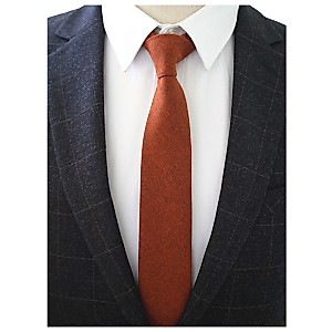 JEMYGINS 2.4" Cotton Necktie Orange Mens Cashmere Wool Skinny Tie (5)