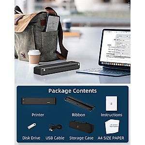 HPRT Portable Printer Wireless Bluetooth Thermal Transfer Mobile Printer Inkless Phone Compatible with Android and iOS, Laptop for Travel 8.5" X 11" US Letter&A4 Paper (USB Driver Included)