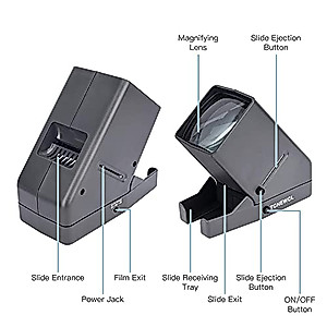 35mm Slide and Film Viewer, Negative Scanner, Desk Top LED Lighted Illuminated Viewing, 3X Magnification, USB Powered