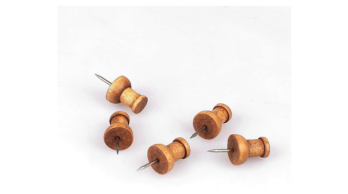 120 Walnut Wood Push Pins for Office & Crafts - Durable & Stylish