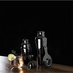 Viski Gunmetal Heavyweight Cocktail Shaker, Stainless Steel Drink Mixer, with Bar Strainer, Professional Shaker for Martini and Margarita, Gunmetal Polished Finish, 16.5 oz