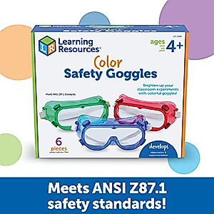 Learning Resources Colored Safety Goggles - 6 Pieces, Ages 4+ Classroom Accessories, Perfect For Kid's Science Experiments