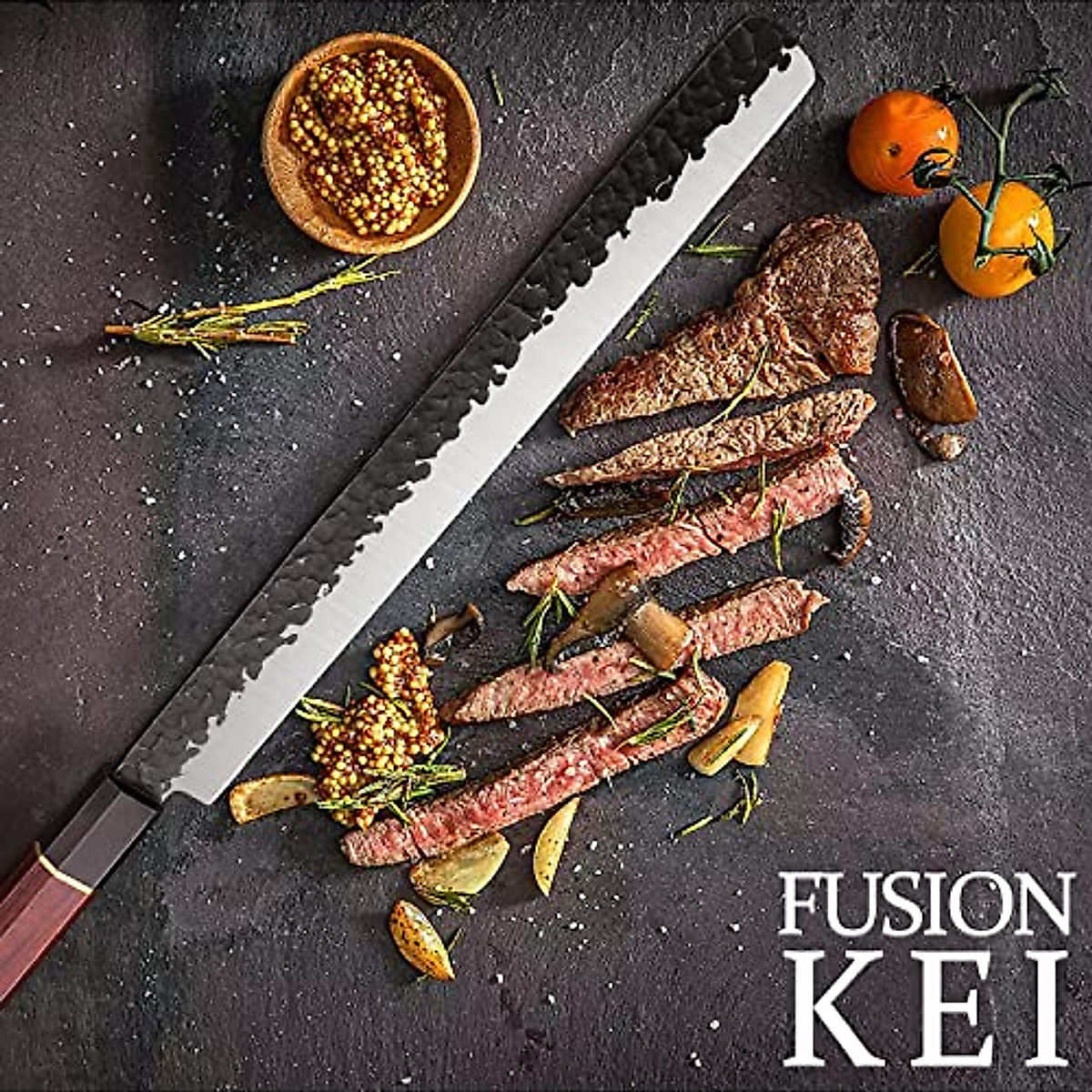 FUSIONKEI 11 Inch Slicing Carving Knife 7.5 Inch Japanese Chef Knife Kiritsuke Knife With Gift Box