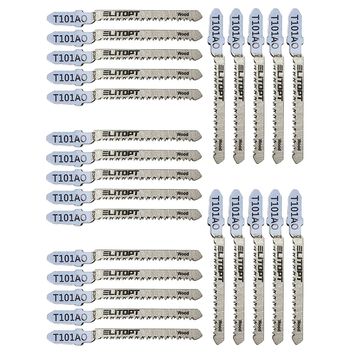 25pcs Jigsaw Blades for Wood T101AO Scroll Blades Clean Curved Cuts 3 in. 20 TPI T Shape Shank T101AO