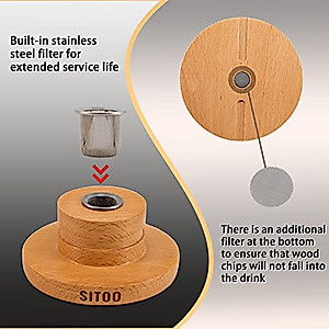 SITOO Cocktail Smoker, Old Fashioned Whiskey Smoker Kit w/ 4 Wood Shavings,Cocktail Smoker Kit for Cocktails, Meat, Whiskey, Desserts