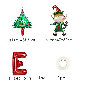 SUBOOCA Merry Christmas With Christmas Tree Clown Balloons, Red Aluminum Foil Christmas Party Sign, Xmas/Xmas Eve Party Decorations Supplies Backdrops