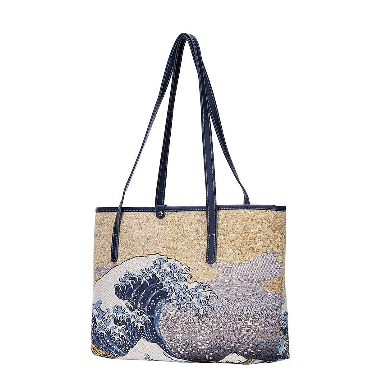 Signare Tapestry Shoulder Bag for Woman Travel or Work Tote Bags for Women In Hokusai Great Wave off Kanagawa Design|COLL-ART-JP-WAVE
