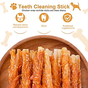 Pawant Chicken Wrapped Rawhides for Dogs Treats Puppy Training Snacks Sticks Dog Rawhide Chews All Natural Dog Treats 0.5lb