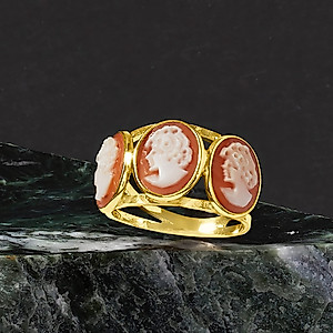 Ross-Simons Italian Orange Shell Cameo Ring in 18kt Gold Over Sterling. Size 7