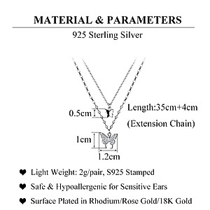SLUYNZ 925 Sterling Silver CZ Butterfly Choker Necklace for Women Butterfly Layered Necklace Chain (A-Silver)