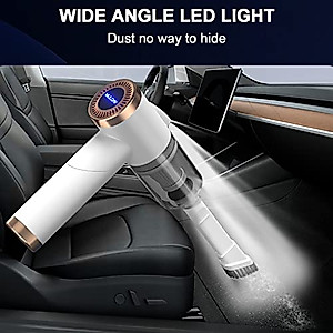 KOROICK Wireless Handheld Car Vacuum Cleaner - 90° Foldable Portable Vacuum Cleaner for Car, 9000PA Suction Cordless Car Vacuum, Rechargeable Mini Car Vacuum for Vehicle, Home and Office (White)