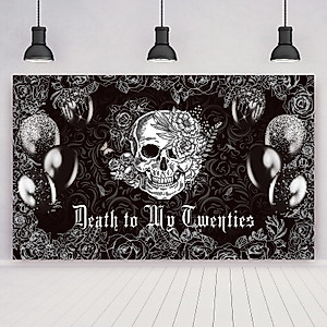 Crenics Death to My 20s Decorations - Death to My Twenties Backdrop, Banner, Honeycomb, Sash, Hanging Swirls, Cake Topper and Balloons for 30th Birthday Party Decorations for Her or Him