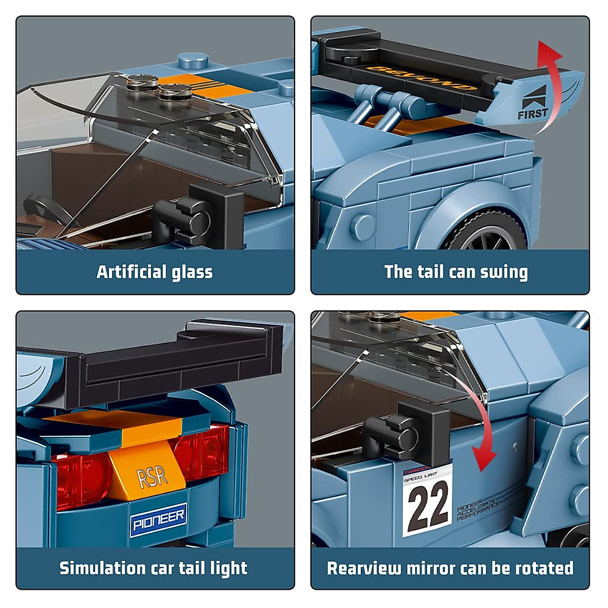 Mould King Speed Champions 918 RSR Super Car Toys Building Toys with Display Case, 27005 Collectible Model Car Kits Building Blocks Kit, Speed Racing Model Cars for Adults 8 (330 Pieces)