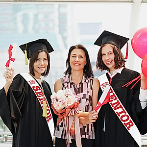 SKJIAYEE Class of 2025 Senior Sash, White Satin Finally Graduated Sash with Red Printing Letters Cheerleader Senior Sash for Class of 2025 Graduation Party Celebrations Supplies(White+Red)