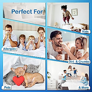 National Allergy Premium 100% Cotton Duvet Comforter Protector - Full/Queen Size - 86" x 86" - White - Breathable 300 Thread Count Hypoallergenic Cover - Zippered Encasement - Bedding Linen