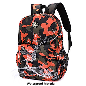 Kids School Backpacks for Boys Girls Elementary Kindergarten Camo School Bags Bookbags for Primary Preschool (Camouflage Orange, Small)