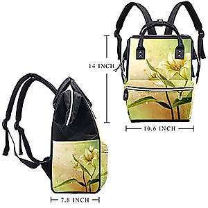 Lily Flowers Diaper Bag Backpack, Large Capacity Muti-Function Travel Backpack
