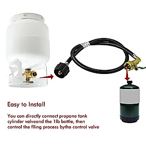 MENSI New Updated QCC1 Type Propane Refill Adapter Hose for Filling 1lb Bottles from 20lb Tank 35.5" Long with ON/OFF Control Valve Easy Refill Tool