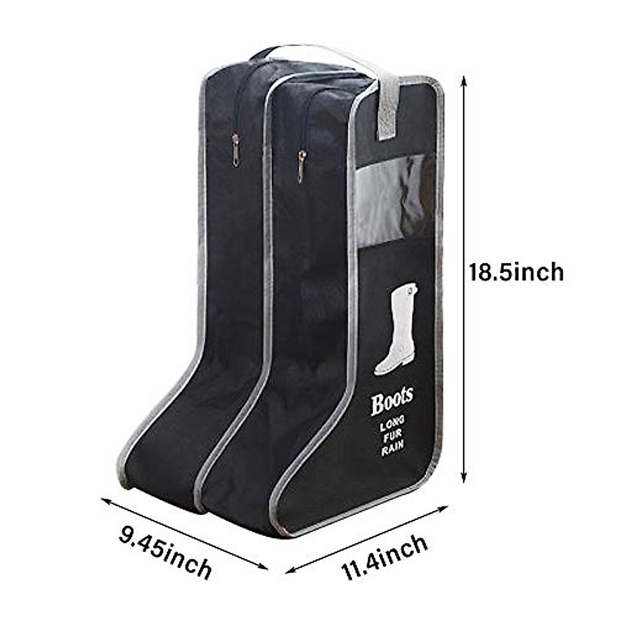 Satisfounder Portable Boot Storage Bags Dust Proof Shoe Bags for Storage,2 Pair Zippered Tall Boots Organizer Protector Bag with Handle for Home and Travel (Black)
