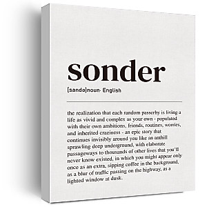 Sonder Definition Canvas Wall Art Poster Print Gift, Minimalist Sonder Meaning Painting Ready to Hang Home Decor (11.5" x 15")