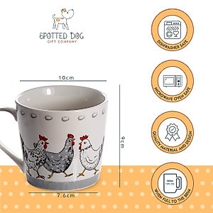 SPOTTED DOG GIFT COMPANY Chicken Coffee Mug Set of 4, Tea Mugs Cups 13oz Ceramic Porcelain China, Chicken Gifts for Chicken Lovers Women Men