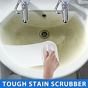 Lumkew Handle Bath Tub Scrubber, Non Scratch Bathroom Scouring Pad, Bathtub Scrubber Soap Scum Remover for Shower Tile Grout Sink Pool Step & Corner, Heavy Duty Cleaning Sponge Scrub, 2 PCS