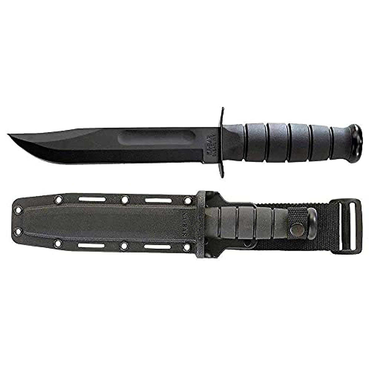 KA-BAR #1213 Black Straight Edge Knife / Hard Sheath