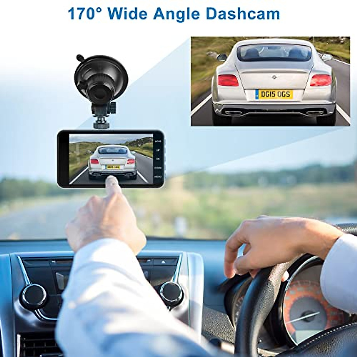 Avokadol Dash Cam Front and Rear,Dual Car Camera with 32G SD Card 4''IPS Touch Screen,1080P Dashboard Camera for Cars & Trucks,Waterproof Rear Camera,WDR G-Sensor/Night Vision/Parking Monitor.