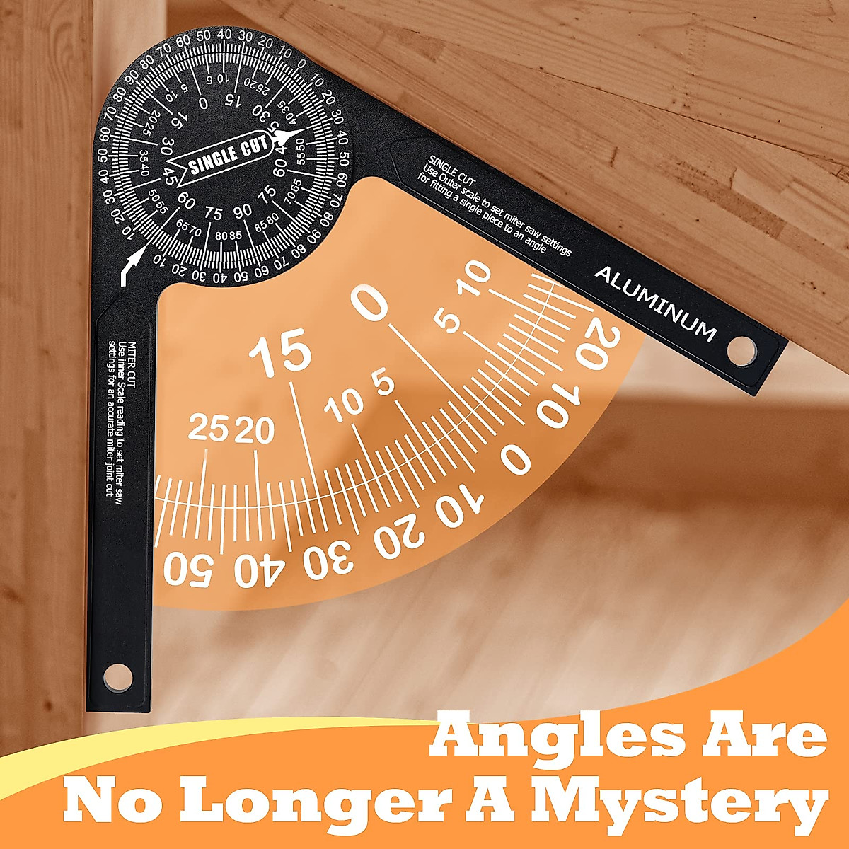 Angle Finder Aluminum Miter Saw Protractor, Rust Proof Angle Finder Featuring Precision Laser Engraved Scales Miter Angle Finder for Carpenters, Plumbers and All Building Trades