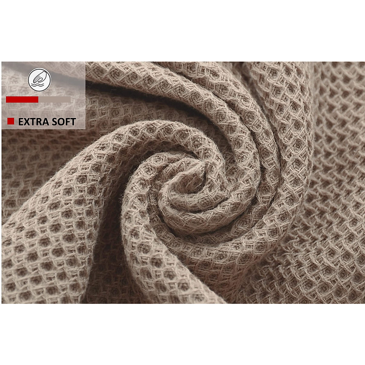 ANEWAY Kitchen Hand Towels 100% Cotton Waffle Weave Dish Towel for Cleaning Drying - Extra Absorbent and Soft - 13 x 28 inch (Beige+Dark Grey+Brown-6 Pack)