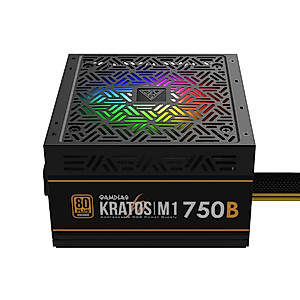 GAMDIAS RGB Gaming PC Power Supply 750W 80 Plus Bronze Certified 750 Watt PSU for Computers with Active PFC, Kratos M1-750B