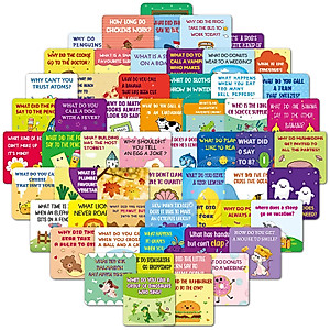 Lunch Box Jokes for Kids, 60PCS Cute Inspirational and Motivational Lunch Notes Jokes Cards for Kids Boys Girls Lunchbox (Q&A)