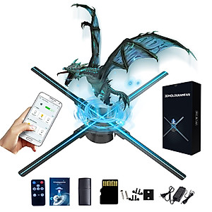 3D Hologram Fan with Stand, 52cm 3D Hologram Projector HD LED ResolutionAdvertising Display with Remote and Bluetooth and WiFi,700 Video Library and for Business,Bar,Halloween Missyou 20.5 Inch