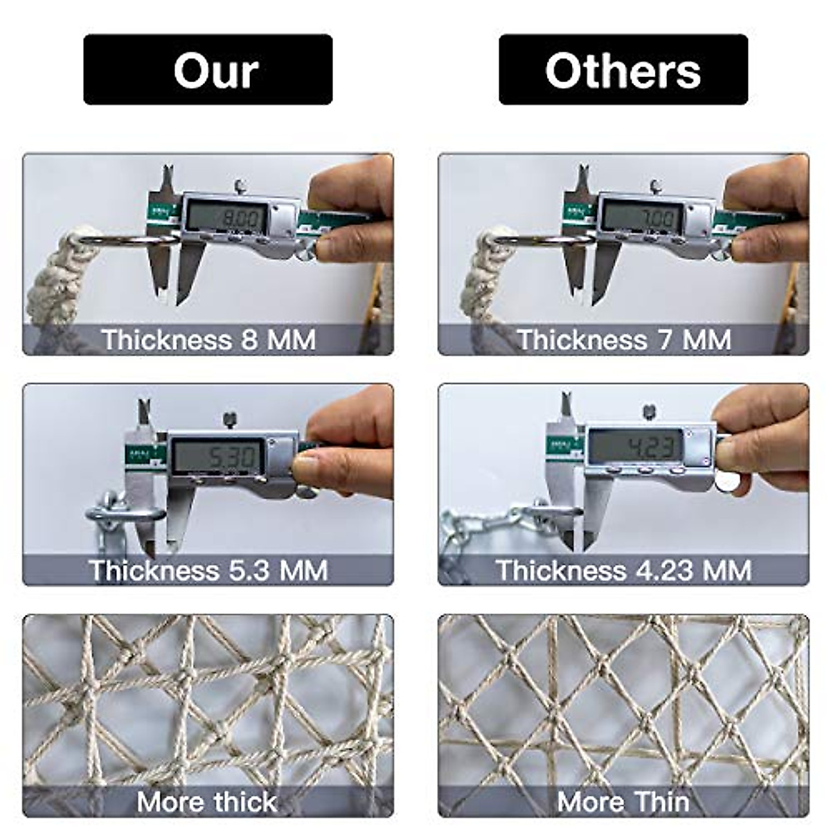 YRYM HT Macrame Swing Hammock Chair - Macrame Hanging Chair with Durable Hanging Hardware Kit, Indoor & Outdoor Macrame Swing Chairs for Bedrooms, Patio, Porch, Deck, Yard, Garden