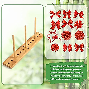 Ackitry Bamboo Extended Bow Maker for Ribbon for Wreaths, Ribbon Bow Maker with Twist Ties and Instructions for Creating Gift Bows, Hair Bows, Corsages, Christmas Holiday Wreaths, Various Crafts