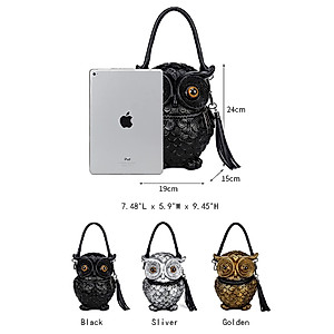 zijingyiran 3D Owl Embossed Shoulder Bag Creative Punk Female Bag Messenger Bag Original Animal Tassel Handbag 2021 New (Golden)