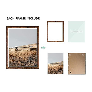 DBWIN 16x20 Picture Frame Rustic Brown Wood Pattern Poster Frame Plexiglass Front 2 Pack for Art Prints Puzzles Murals Wall Decor Vertically or Horizontally(LY01-16X20-BR2)