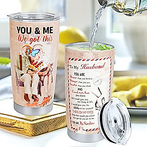 Jucham Father's Day Gifts for Husband, 20oz Stainless Steel Vacuum Insulated Tumbler Travel Coffee Mug - Birthday Day Gifts, Christmas Gifts, Valentine's Day for Men - Dishwasher Safe